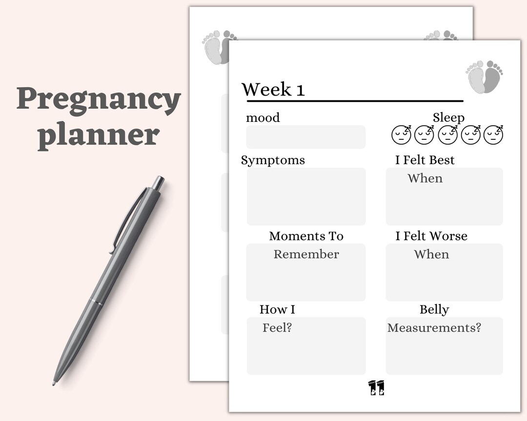 Pregnancy Planner Printable Pregnancy Journal, Mood Pregnancy Organizer ...