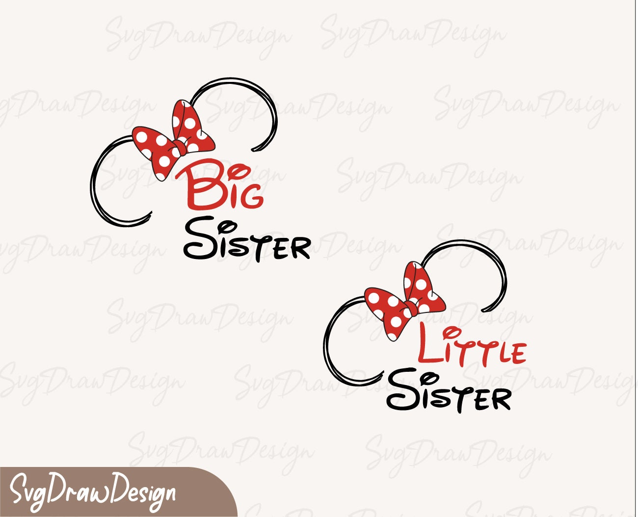 Big Sister Svg, Little Sister Svg Big Sis Minnie Vacation Mouse Ears ...