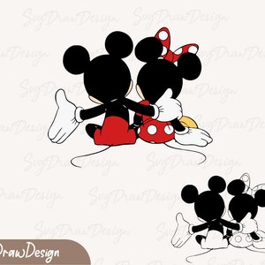 Mickey & Minnie pareja svg sentado png, archivos de camisa de día de ...