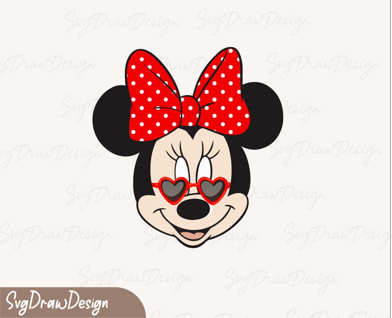 Minnie With Heart Sunglasses And Dot Bow Svg Png Shirt Files Etsy