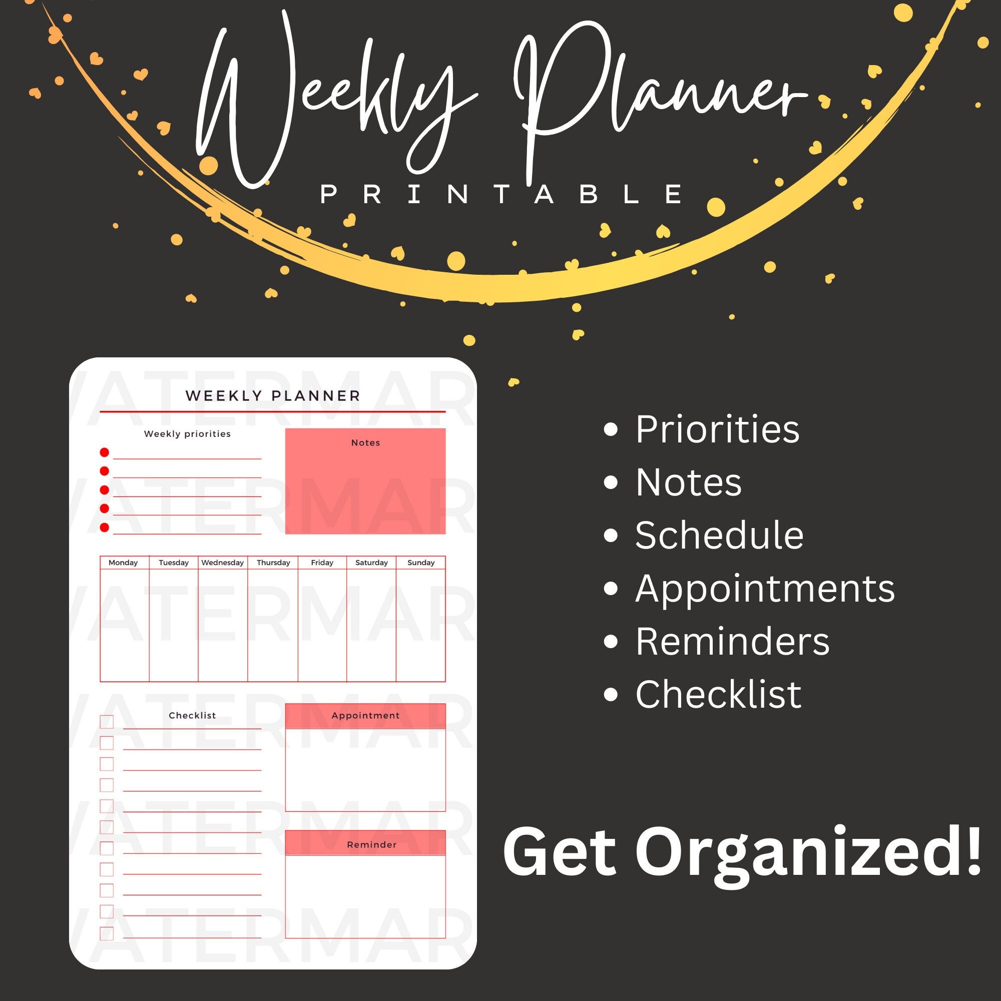 Weekly Planner Printable Weekly Planner Printable Planner - Etsy