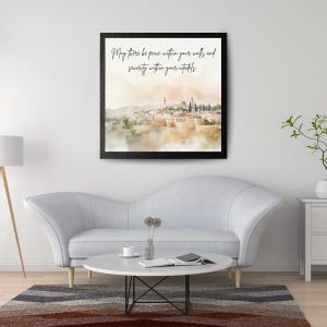 Jerusalem Wall Art Printable – Psalm 122:7 Watercolor Quote – Jewish ...