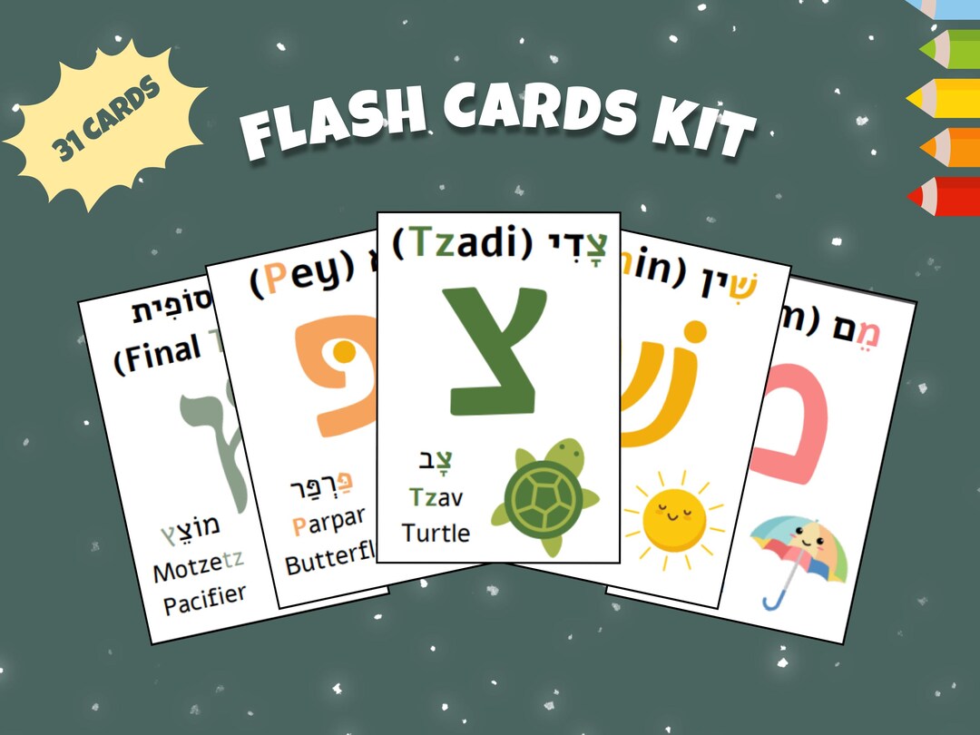 Hebrew Alphabet Flash Cards | Learn Hebrew Letters With English and ...