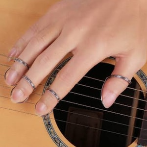Sterling Silver Guitar Finger Pick Ring Set: Forefinger Plectrum - Etsy
