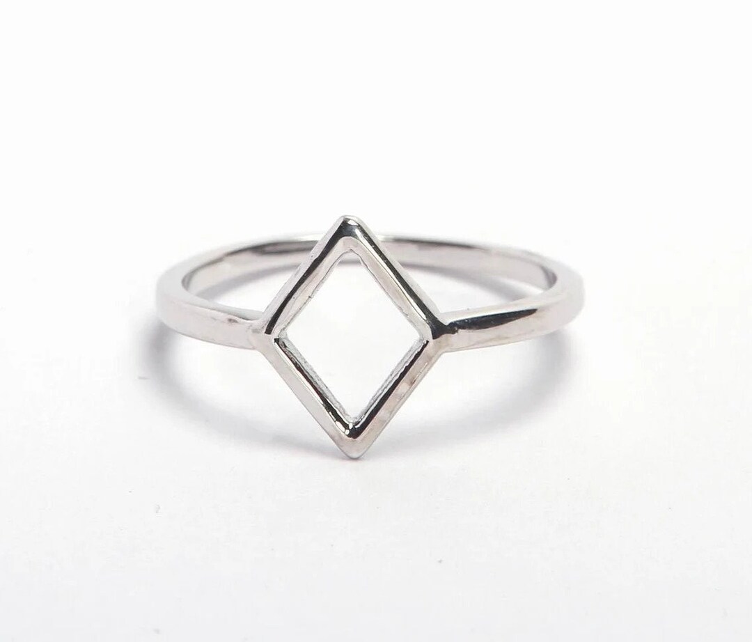 Diamond Shape Geometric Modern Minimal Ring- Gold Rhombus Ring- Silver ...
