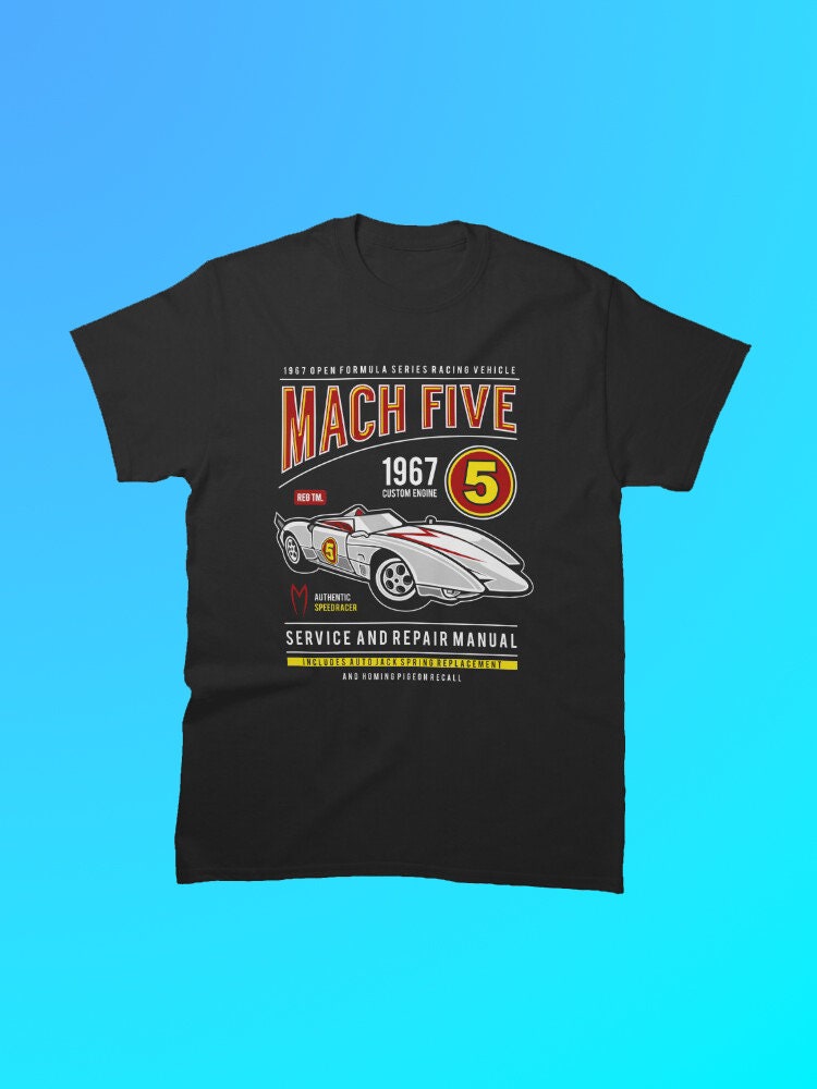 New Mach Five Speed Racer Classic Black T-shirt Size S-4X Casual Cool ...