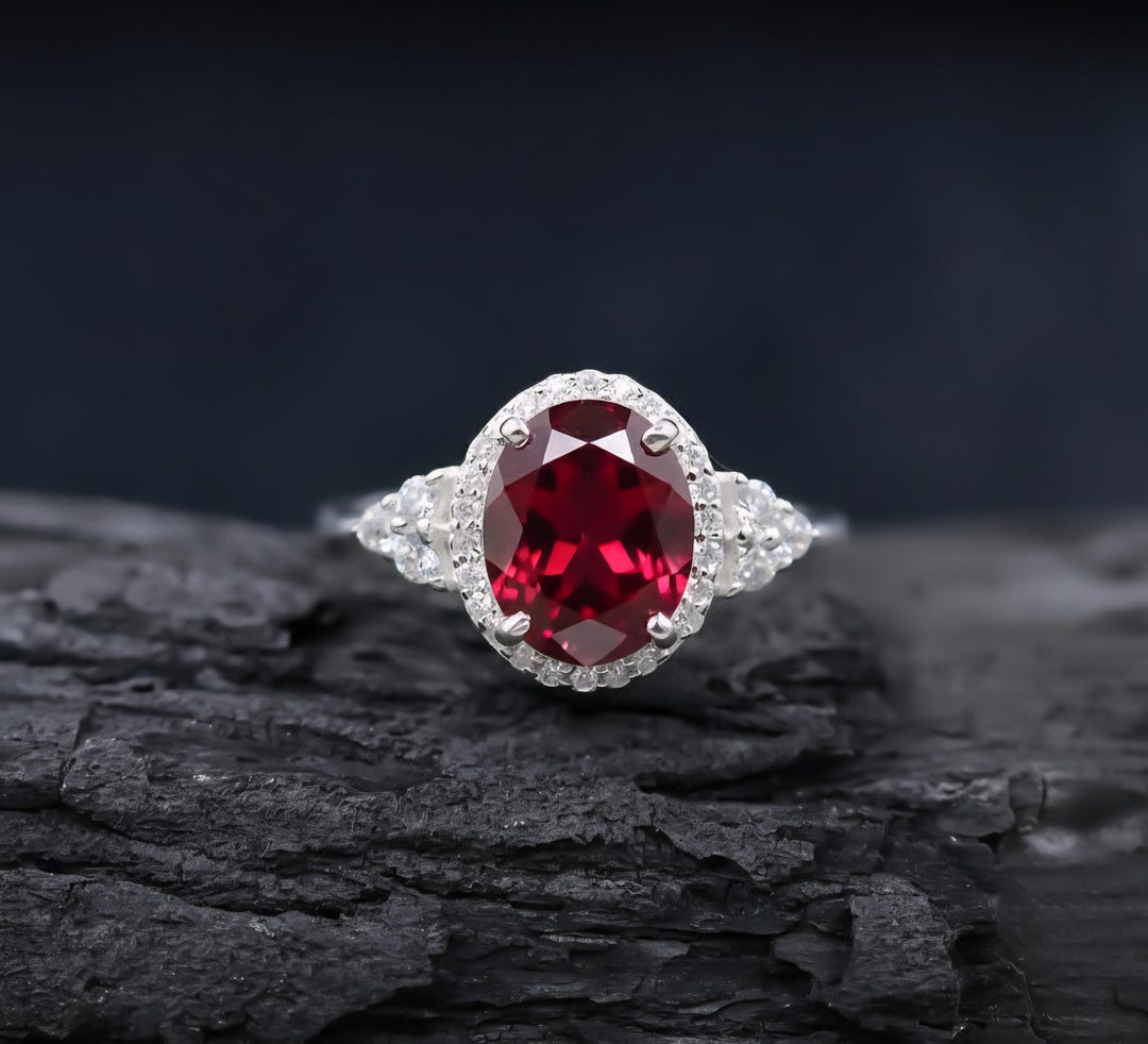 Ruby Oval Engagement Ring Gifts for Newlyweds Christmas Stocking New ...