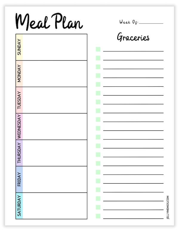 Digital Printable Weekly Meal Planner Etsy