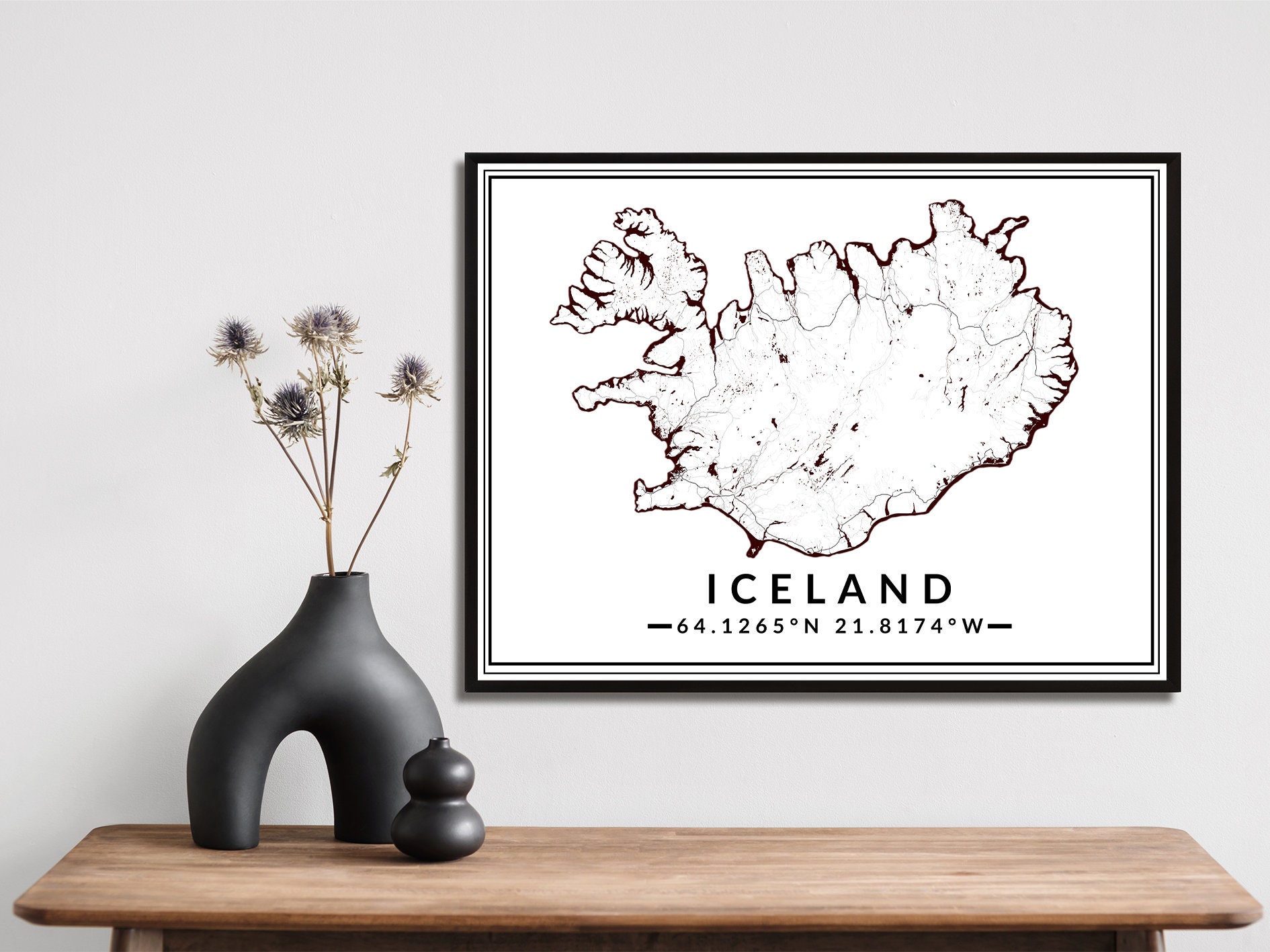 Carte Islande Hydrographique, Iceland Hydrographic Map, Affiche De ...