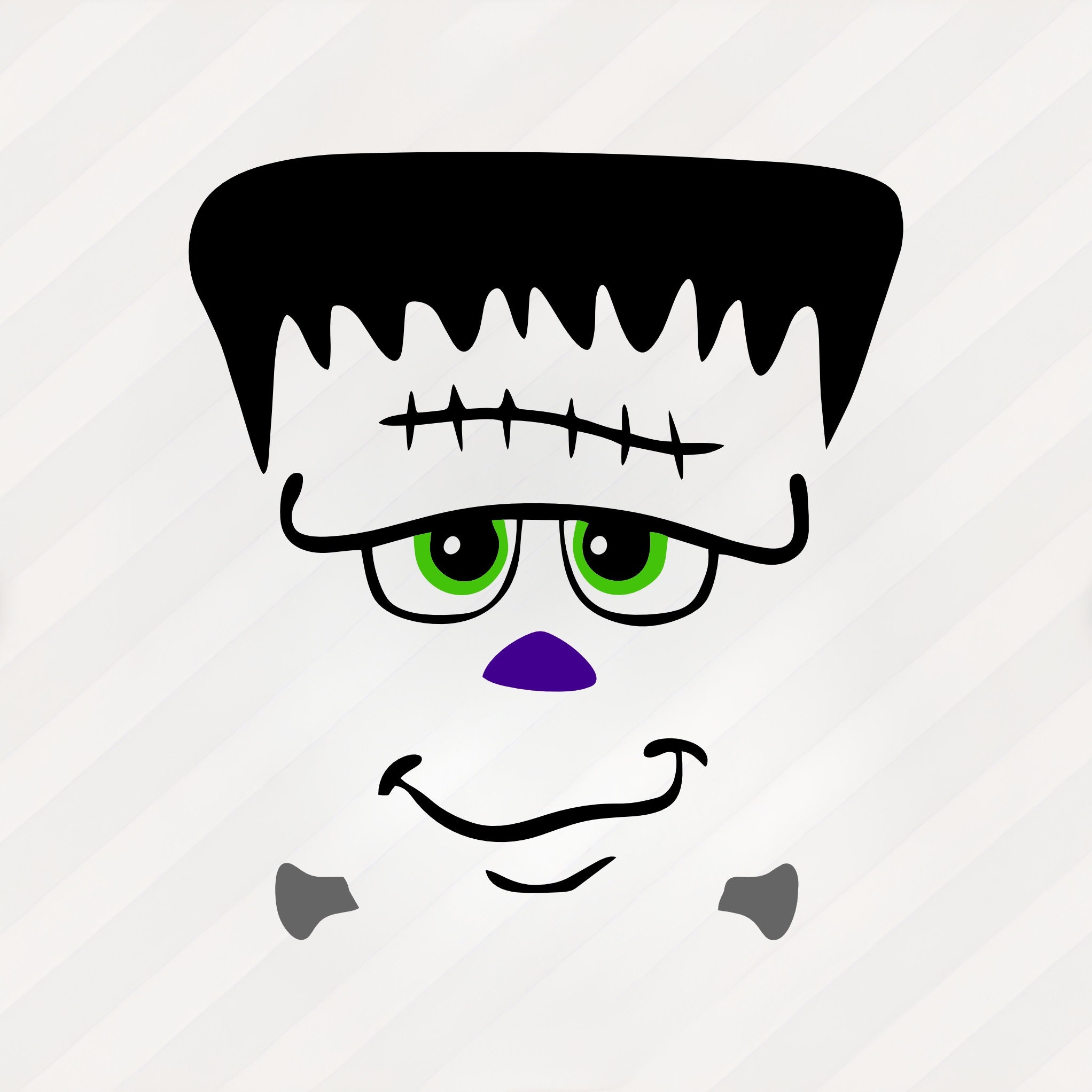 Cute Cartoon Frankenstein Face