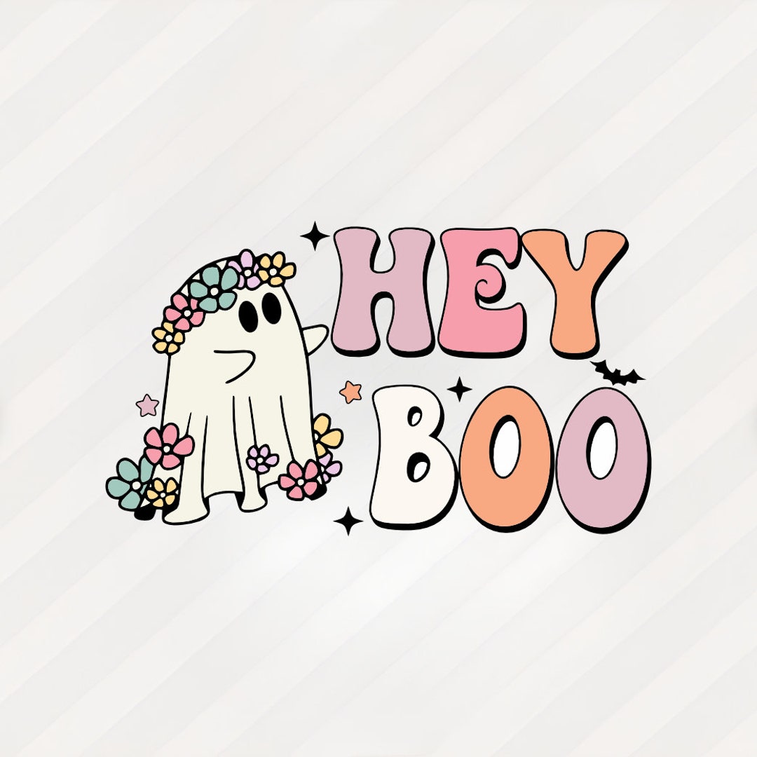 Hey Boo Svg | Retro Halloween Svg | Cute Ghost Svg | Svg | Png | Dxf ...