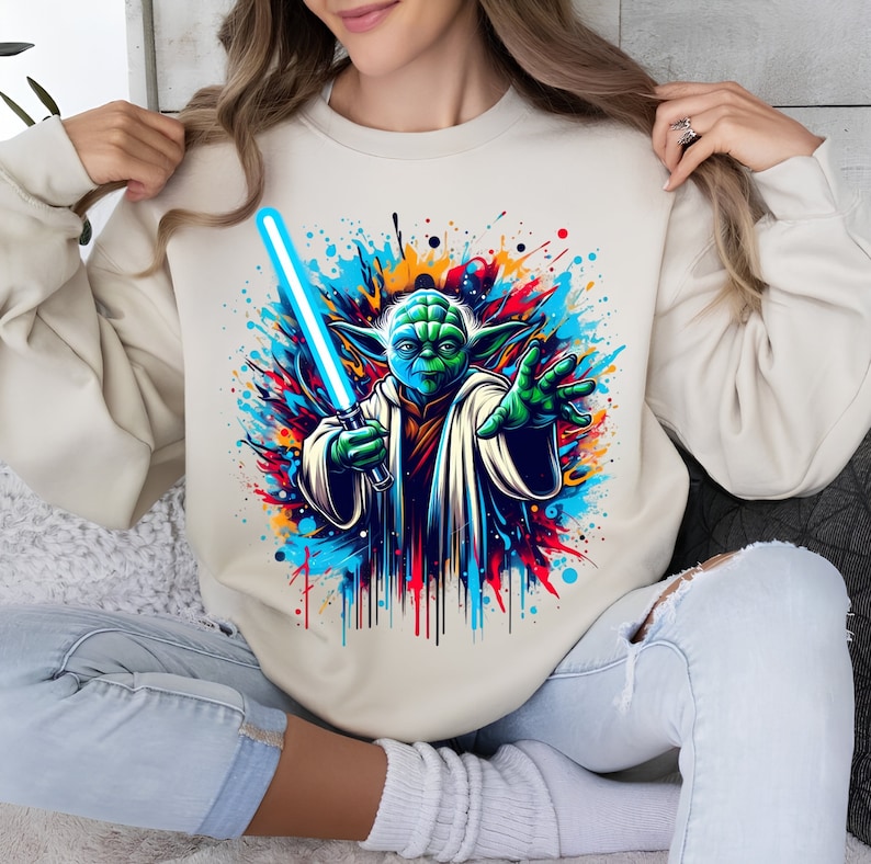 4 Star Wars Yoda Splash and Watercolor Png Sublimation, Star Wars Movie ...