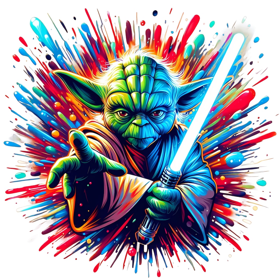 4 Star Wars Yoda Splash and Watercolor Png Sublimation, Star Wars Movie ...