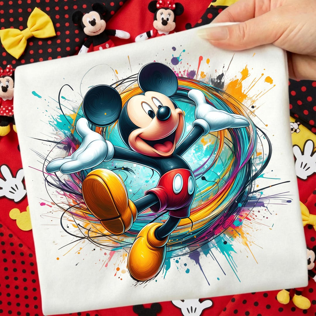 Mickey Mouse Watercolor Splash PNG, Cartoon Characters Shirt - Etsy