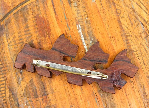 1940s hand carved wood Scottie dogs brooch, Scottish … - Gem