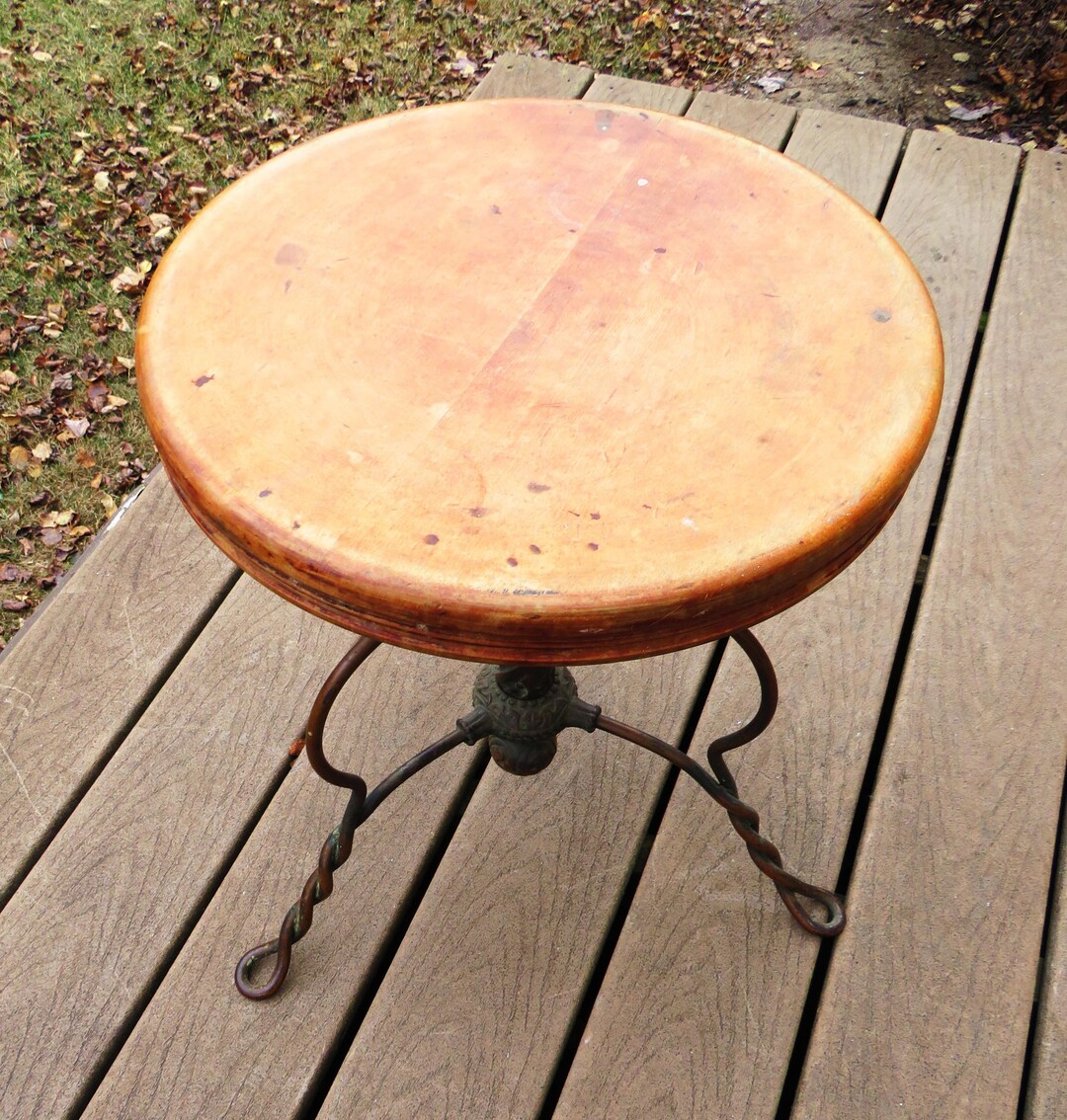 Antique Piano Stool, Antique Pump Organ Stool, Bronze and Wood, Tonk of ...