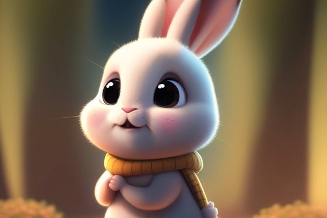 High Resolution Digital Art of Cute Easter Bunny, Ready for Download - Etsy
