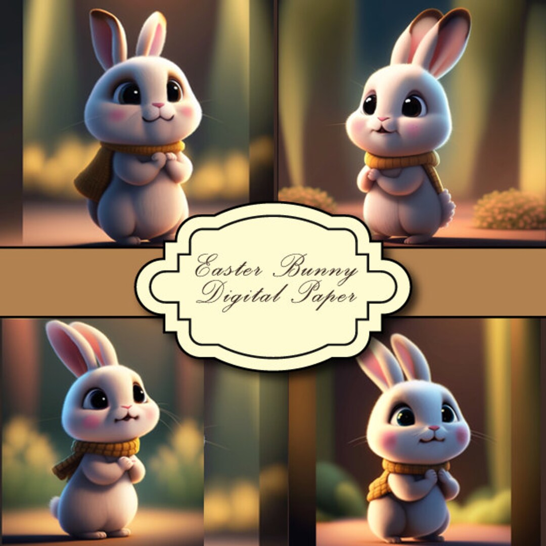 High Resolution Digital Art of Cute Easter Bunny, Ready for Download - Etsy