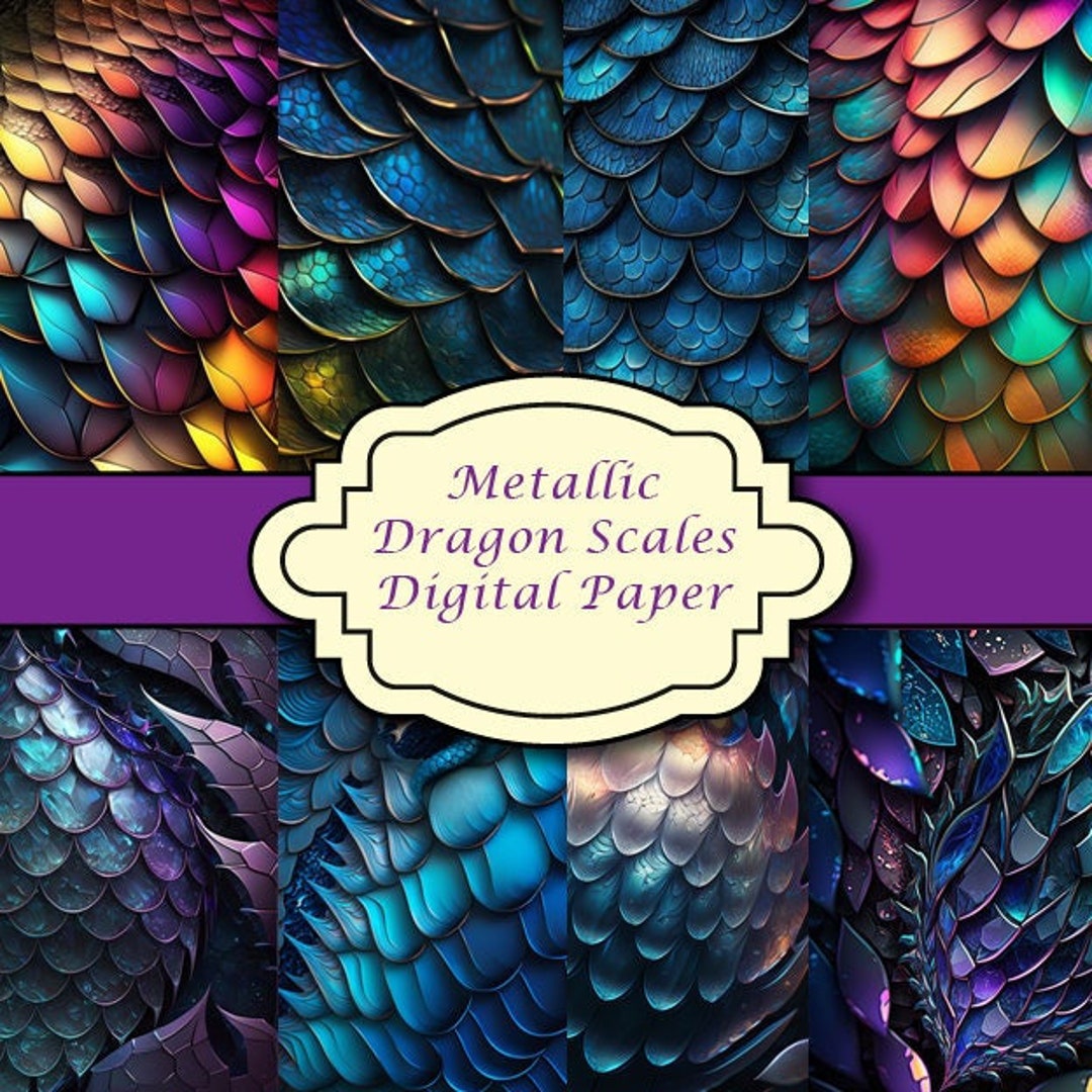 8 Fine Art Metallic Dragon Scales Digital Backdrops, Digital Background ...
