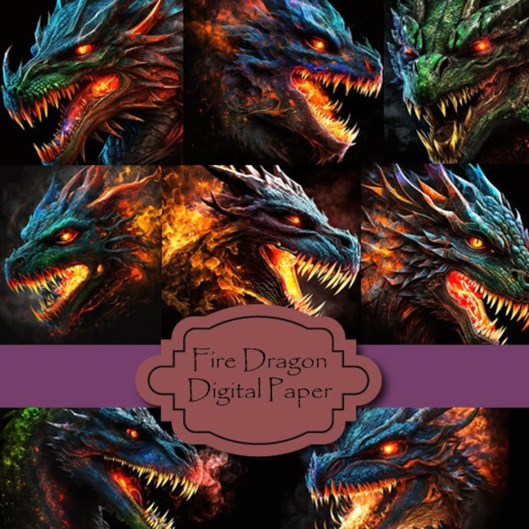 8 Fine Art Fire Dragon, Digital Backdrops, Digital Background, Photo ...