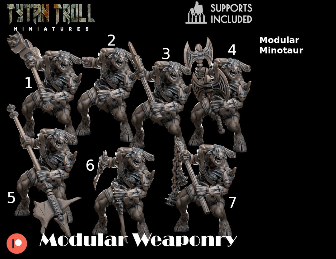 Modular Minotaur X7 by tytantroll Miniatures Printed in Resin Dnd D&D Tabletop - Etsy