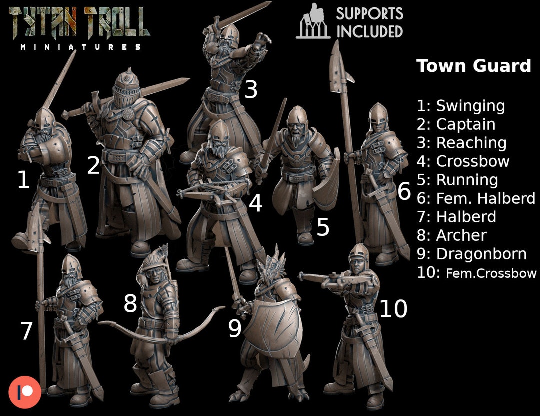 Town Guards by TytanTroll Miniatures printed in resin DnD D&D Tabletop ...