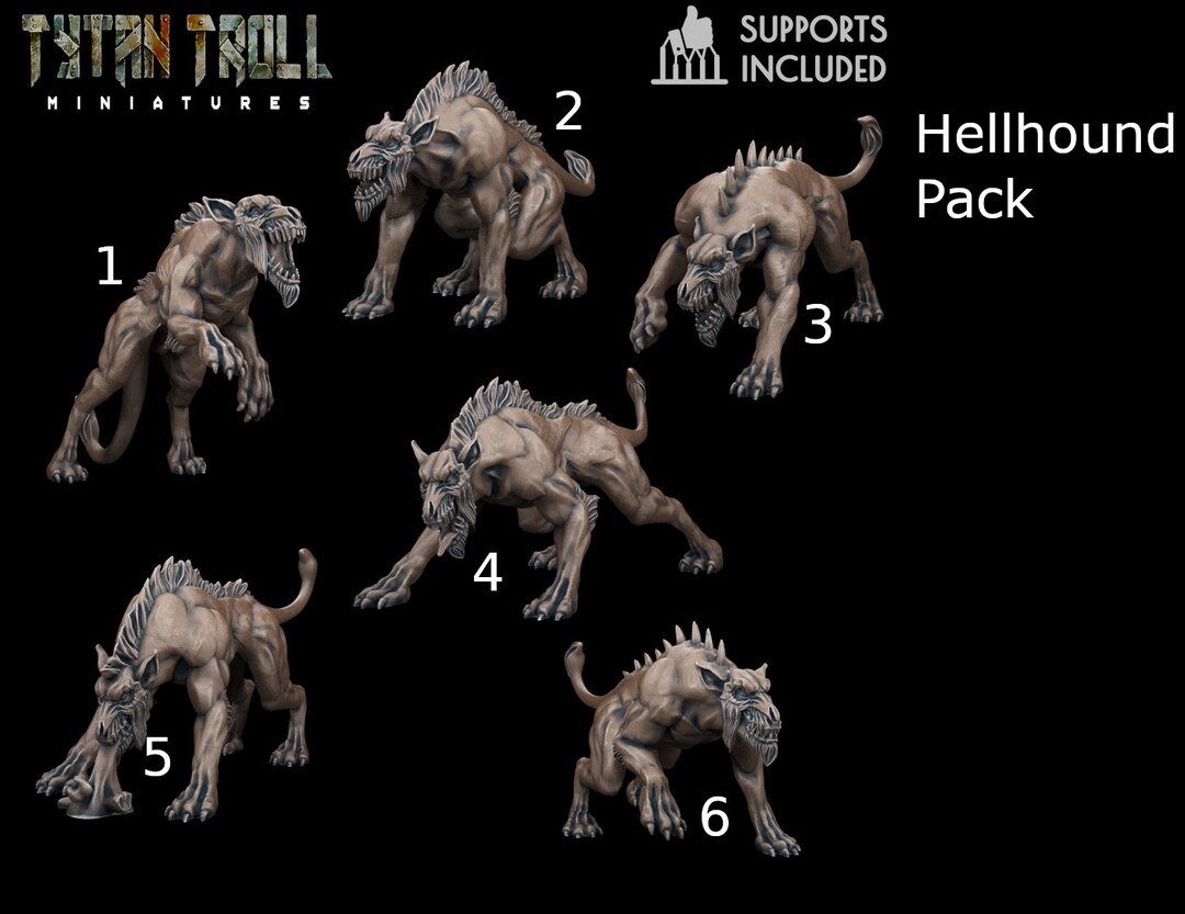 Hellhound Pack by tytantroll Miniatures Printed in Resin Dnd D&D ...