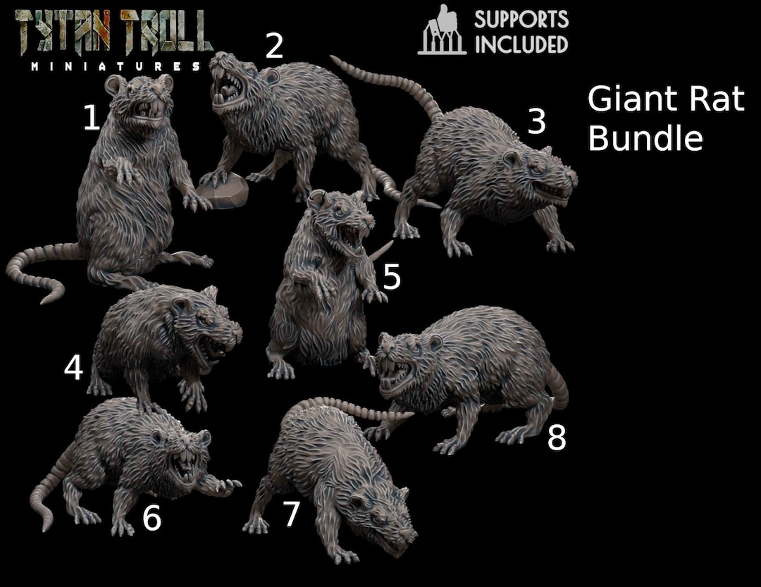 Giant Rat Bundle by -TytanTroll Miniatures- printed in resin - DnD D&D ...
