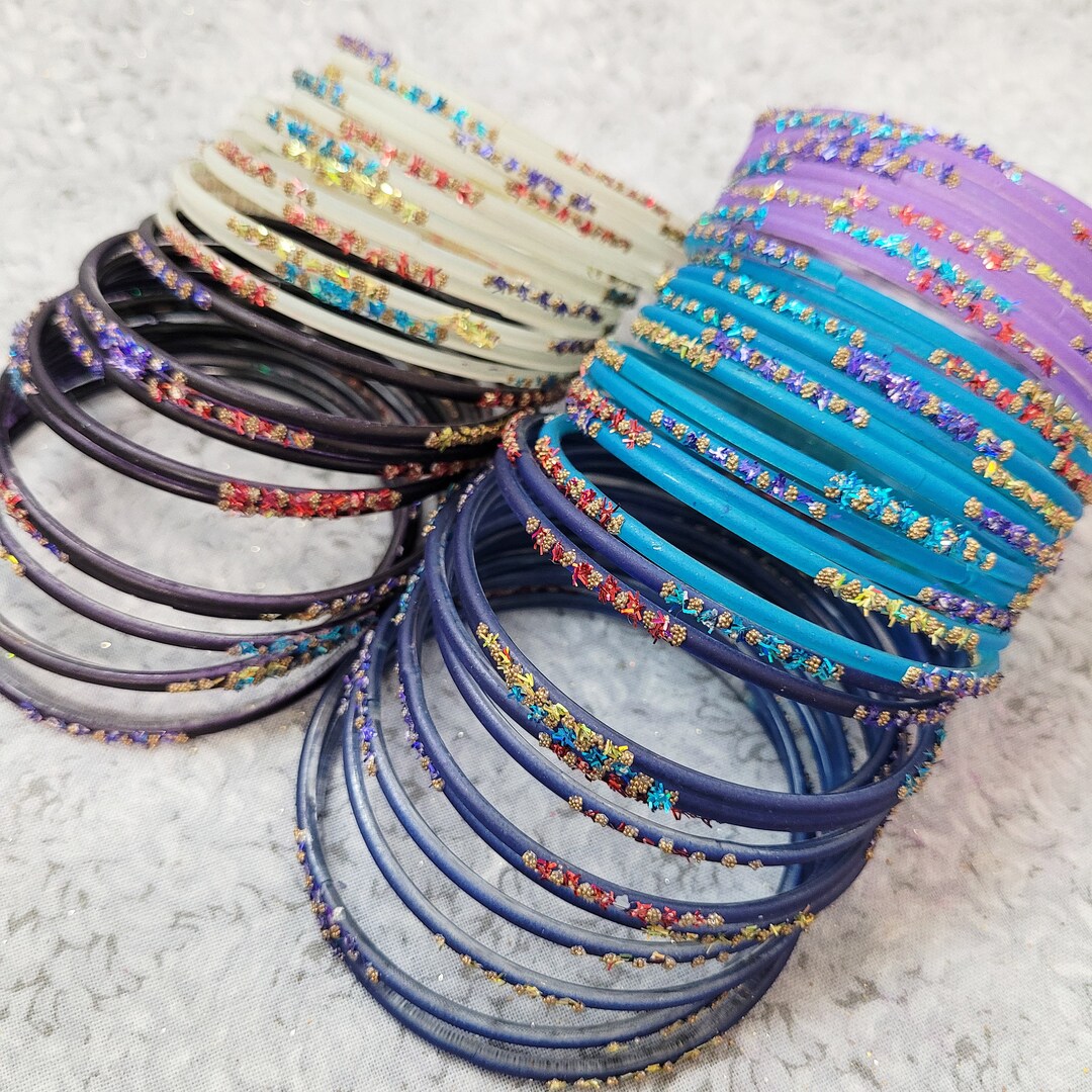 Size 2-10 ML - GLASS Bangles: Matte Colored Bangles With Rainbow ...