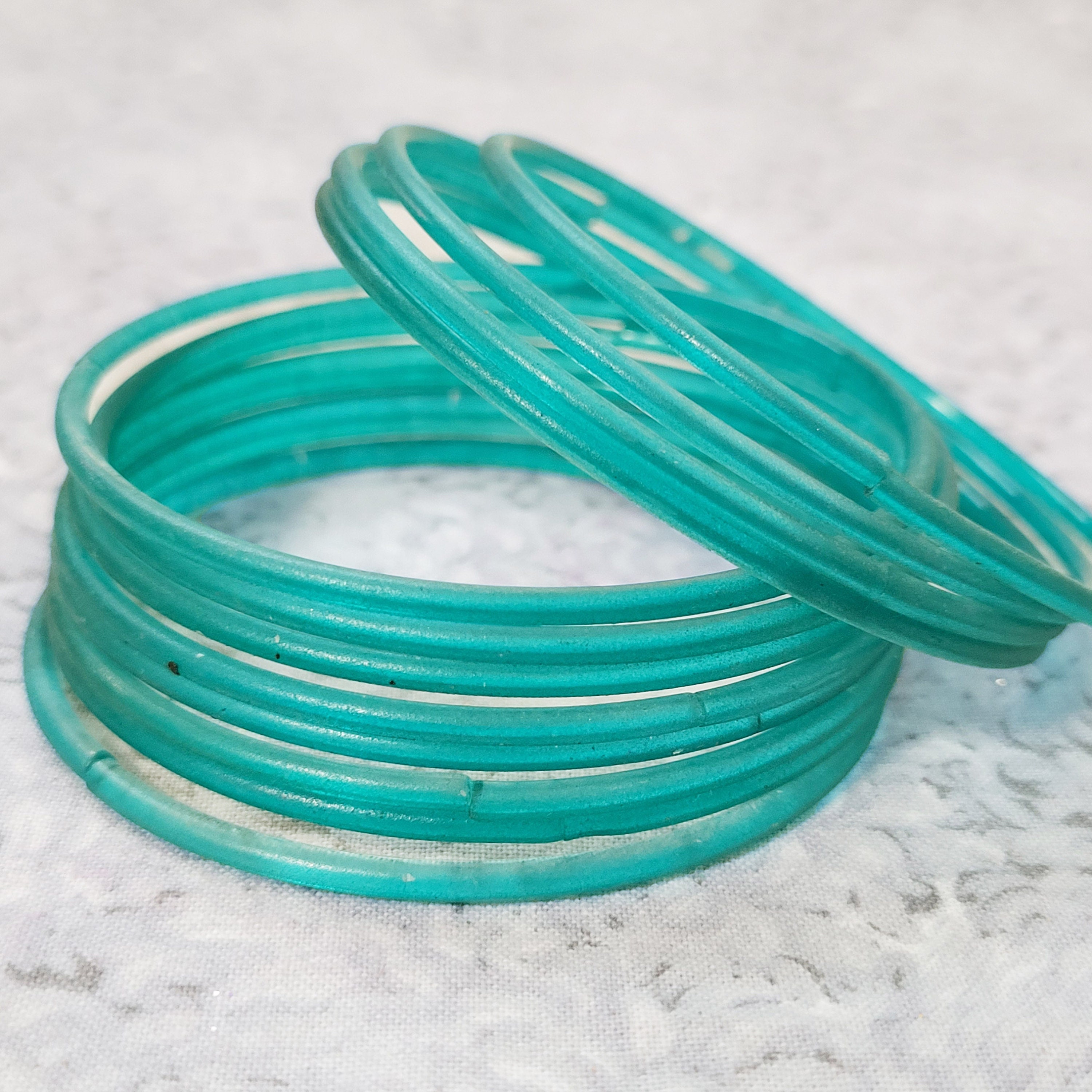 Size 2-10 ML - GLASS Bangles: Matte Transparent Paint Style - 12 Pieces ...