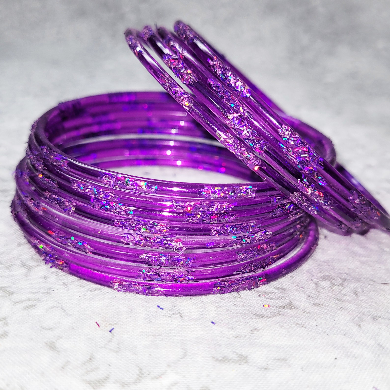 GLASS Bangles: Transparent Painted Base With Colorful Confetti Glitter ...
