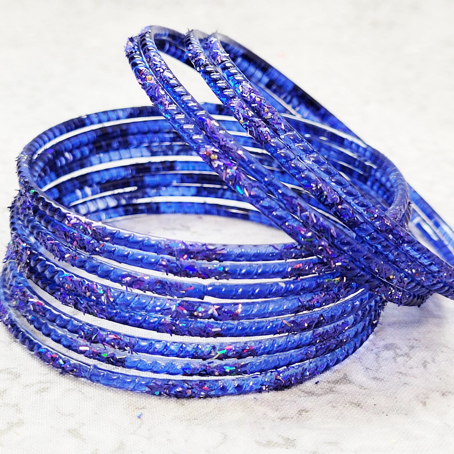 GLASS Bangles: Transparent Painted Base With Colorful Confetti Glitter ...