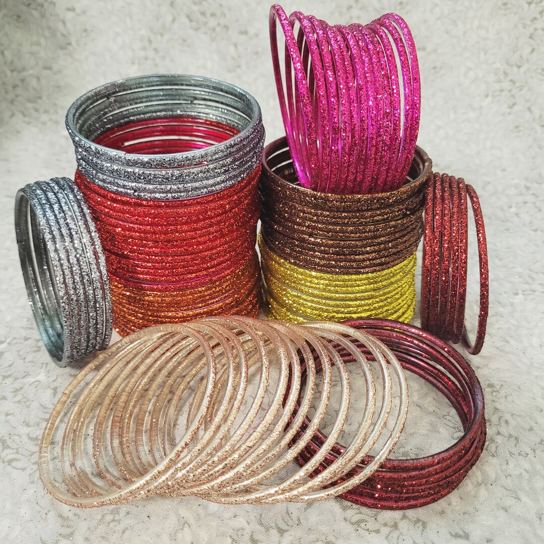 GLASS Bangles: Sparkling Glitter Bangles Size 2-6 Small 12 Pieces 1 ...