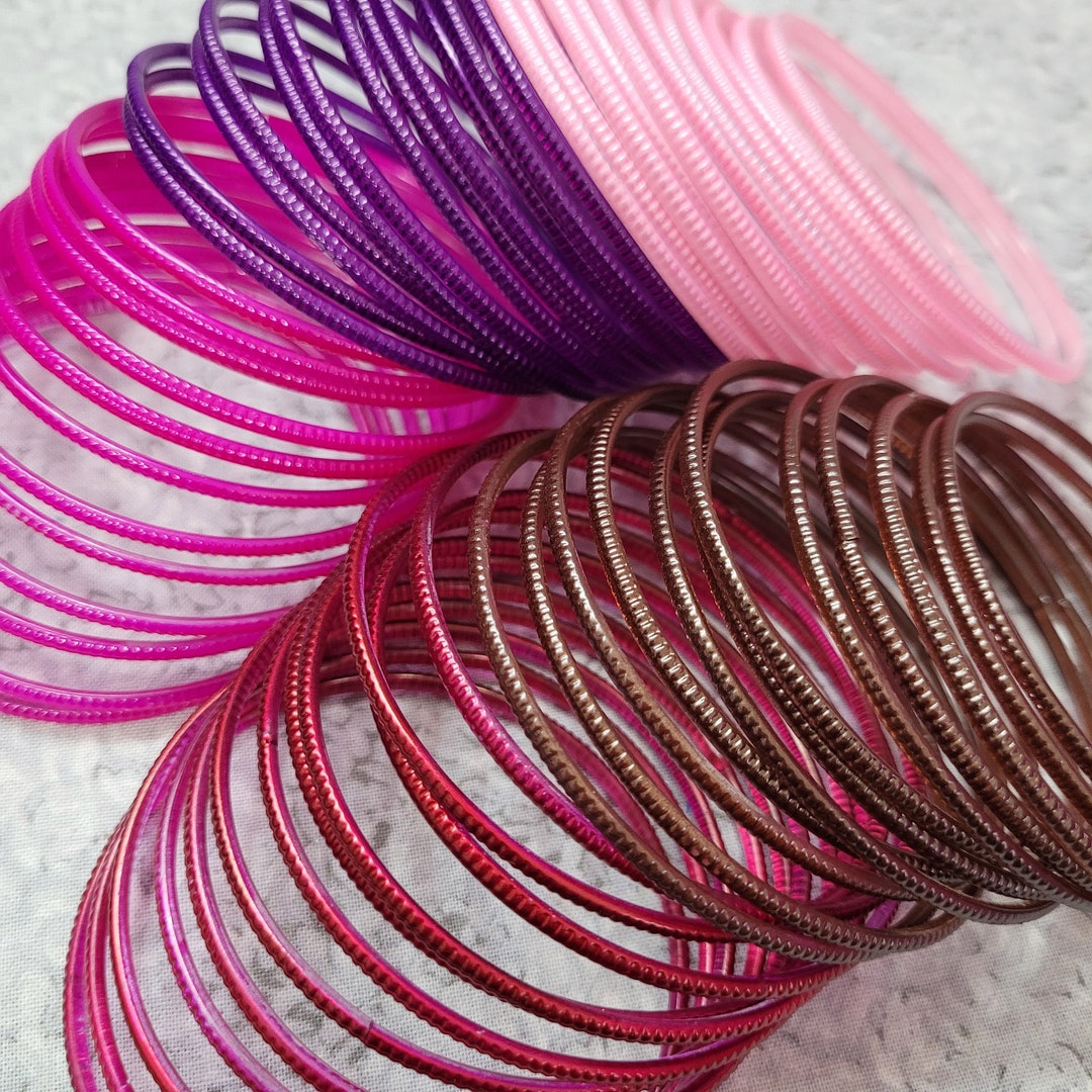 Size 2-10 ML - GLASS Bangles: Plain Opaque Paint Style Textured - 12 ...