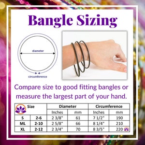 Size 2-6 Small - GLASS Bangles: Dark Base With Brilliant Holographic ...