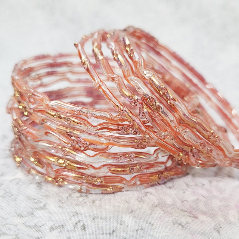 GLASS Bangles: Wavy Transparent Colored Glass Size 2-10 ML 12 Pieces 1 ...