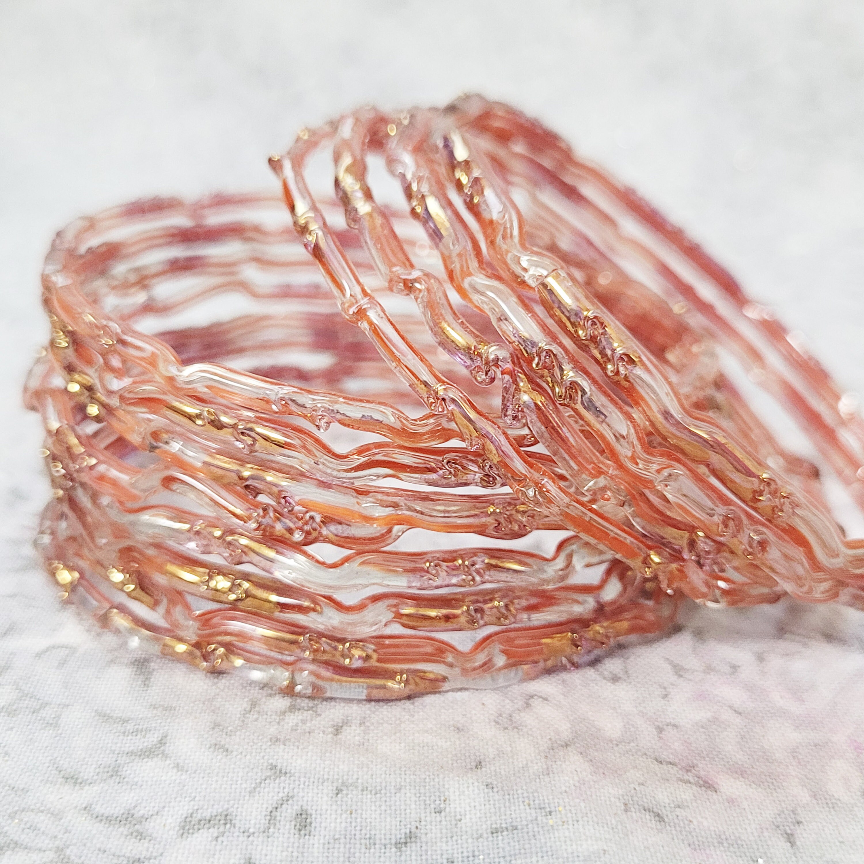 GLASS Bangles: Wavy Transparent Colored Glass - Size 2-10 ML - 12 ...