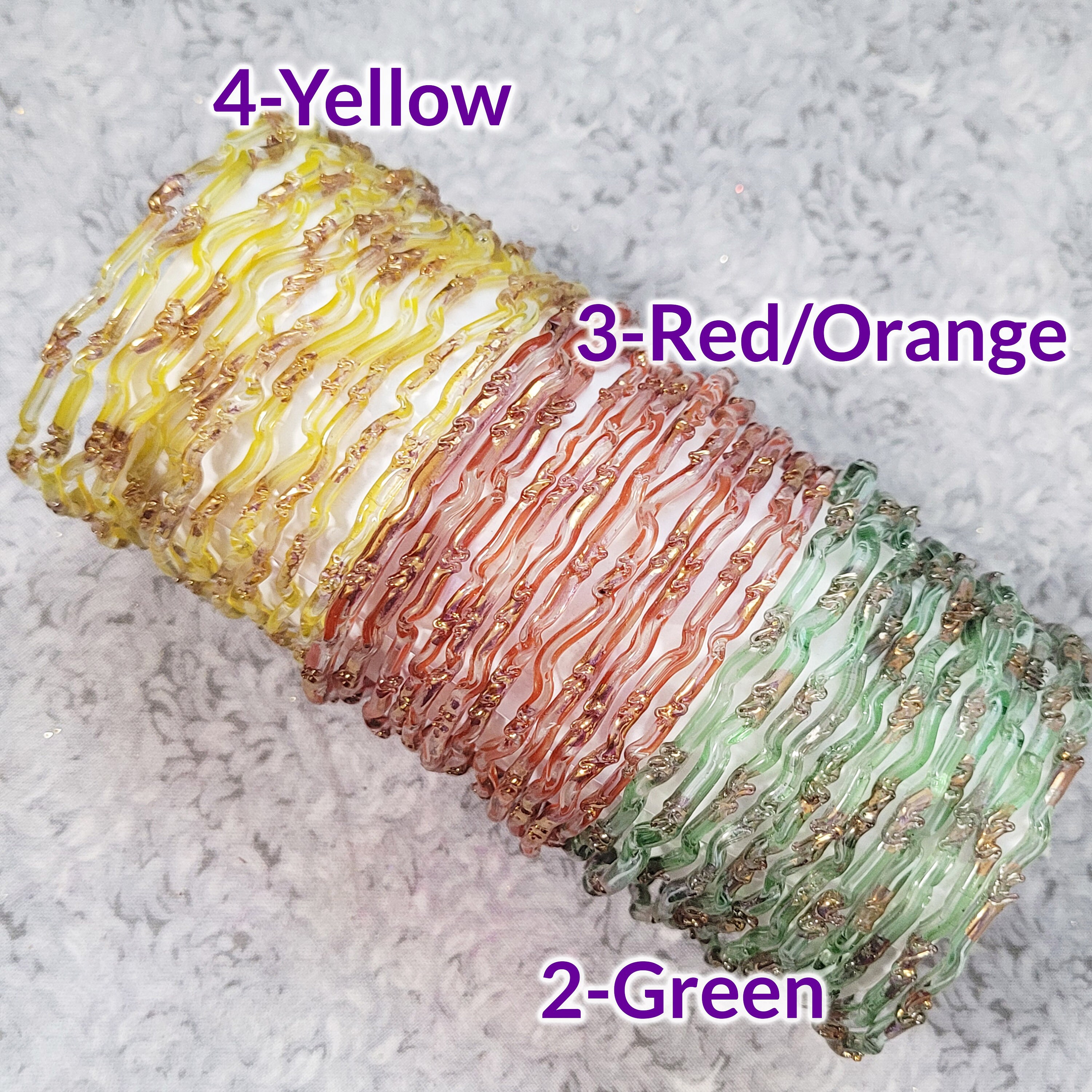 GLASS Bangles: Wavy Transparent Colored Glass Size 2-10 ML 12 Pieces 1 ...