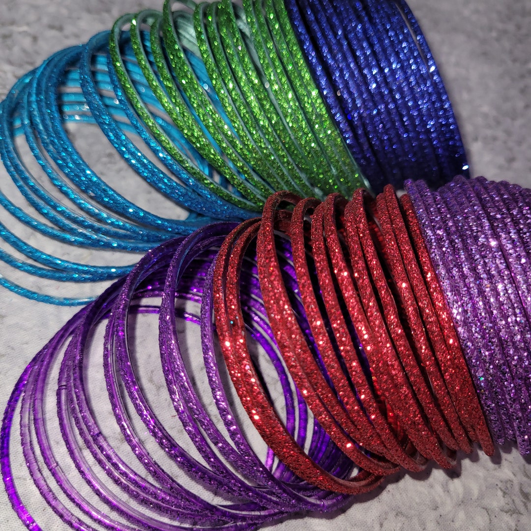 Size 2-10 ML - GLASS Bangles: Sparkling Glitter Bangles - 12 Pieces 1 ...