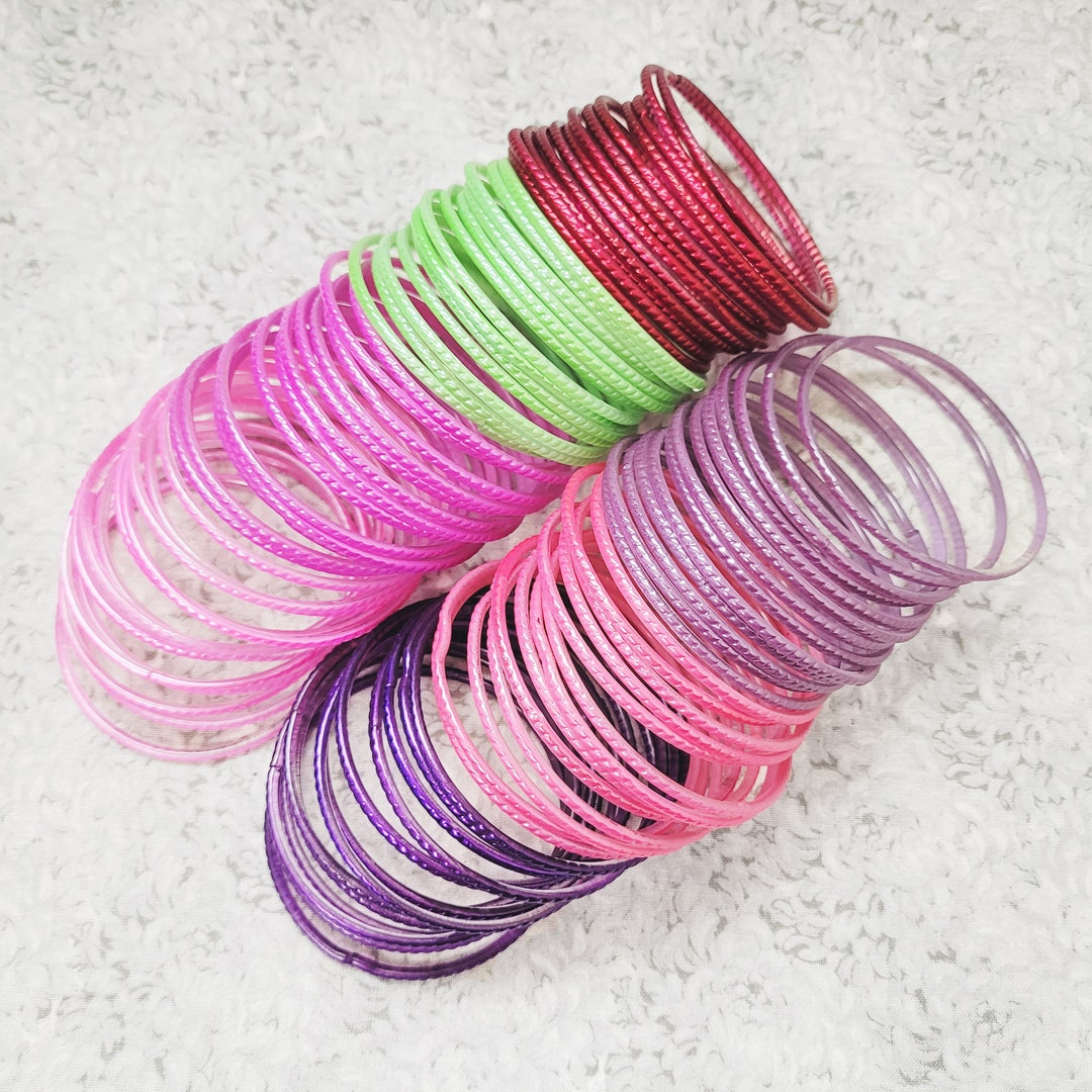 GLASS Bangles: Plain Opaque Paint Style Textured Size 2-6 Small 12 ...
