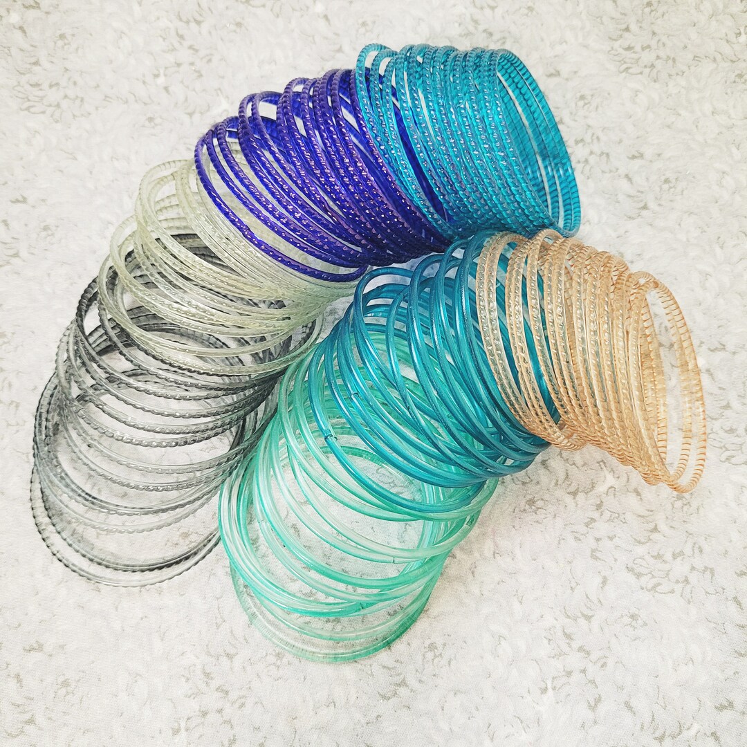 Size 2-6 Small - GLASS Bangles: Plain Transparent Paint Style - 12 ...