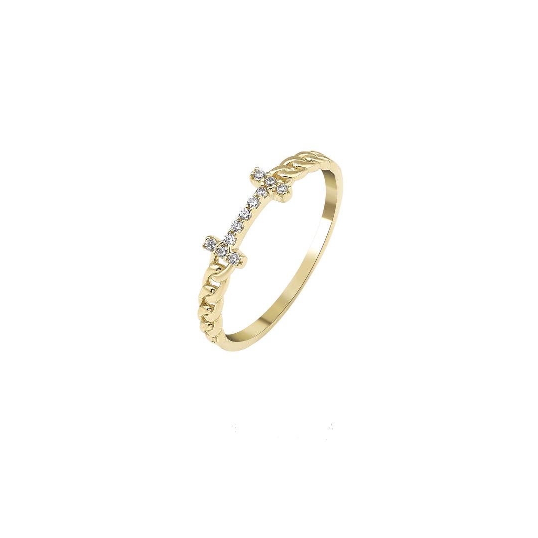 14k Gold Minimalist T Shaped Ring, Gold Dainty Stackable Ring, Valentines Day Gift for Her - Etsy