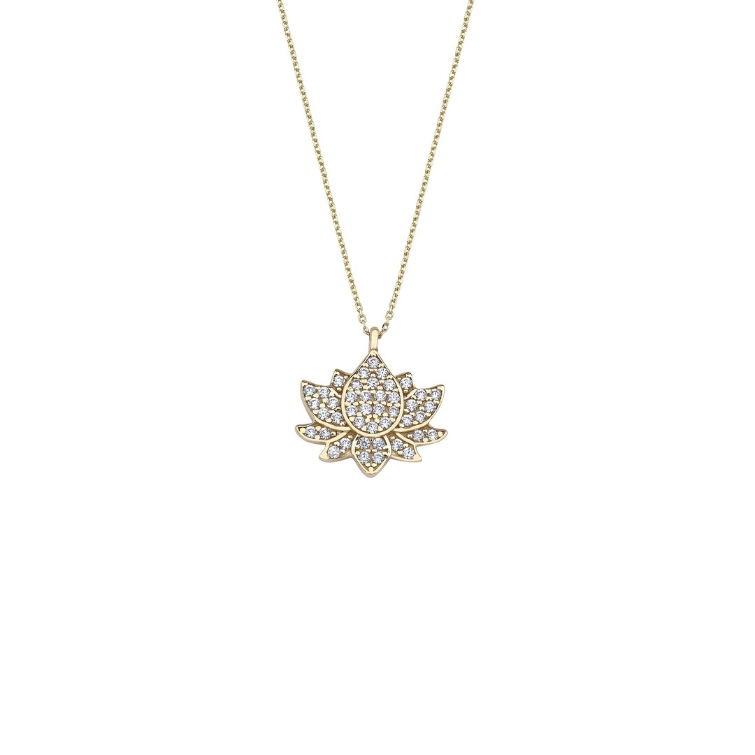 14k Gold Lotus Necklace, Gold Lotus Pendant, Minimalist Dainty Gold ...