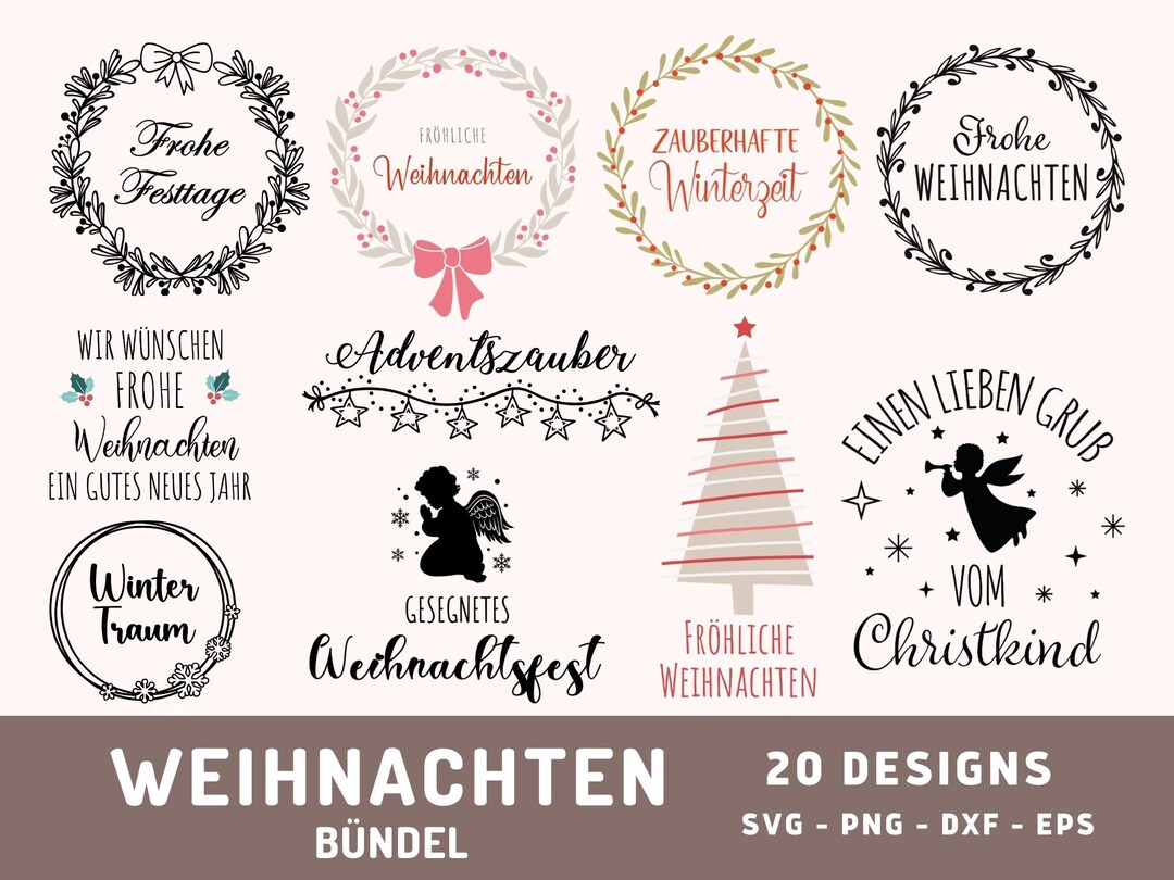 20 German Christmas Plotter Files SVG, Frohe Weihnachten PNG, Weihnachten Plotterdatei ...