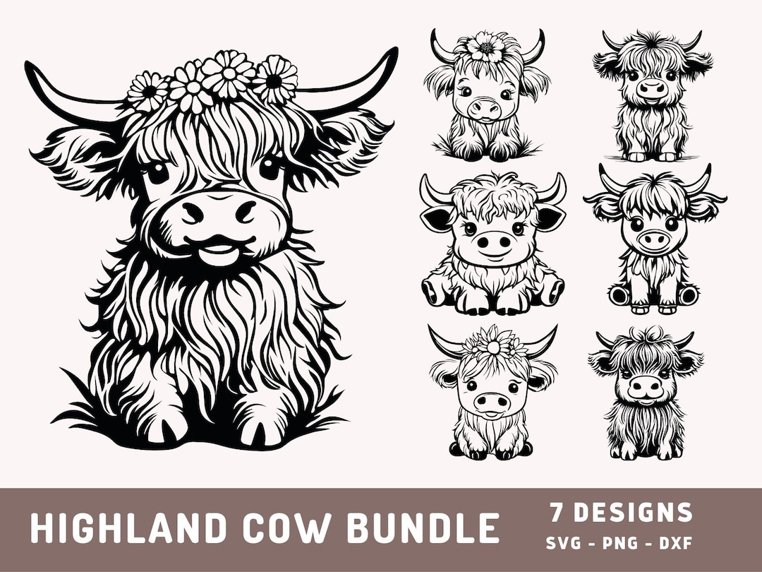 Cute Highland Cow Bundle Svg, Highland Cow Design, Cow Svg, Baby Cute ...