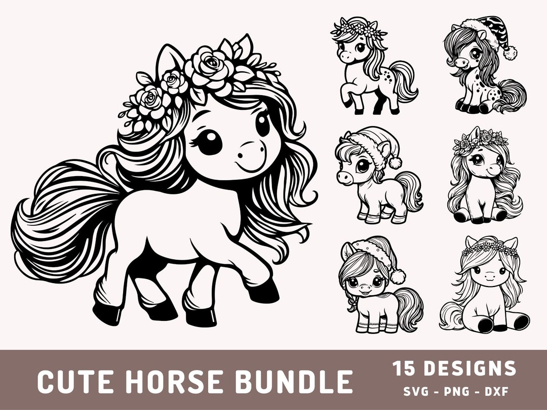 Cute Horse Bundle SVG, Floral Baby Horse Svg, Horses Merry Christmas ...