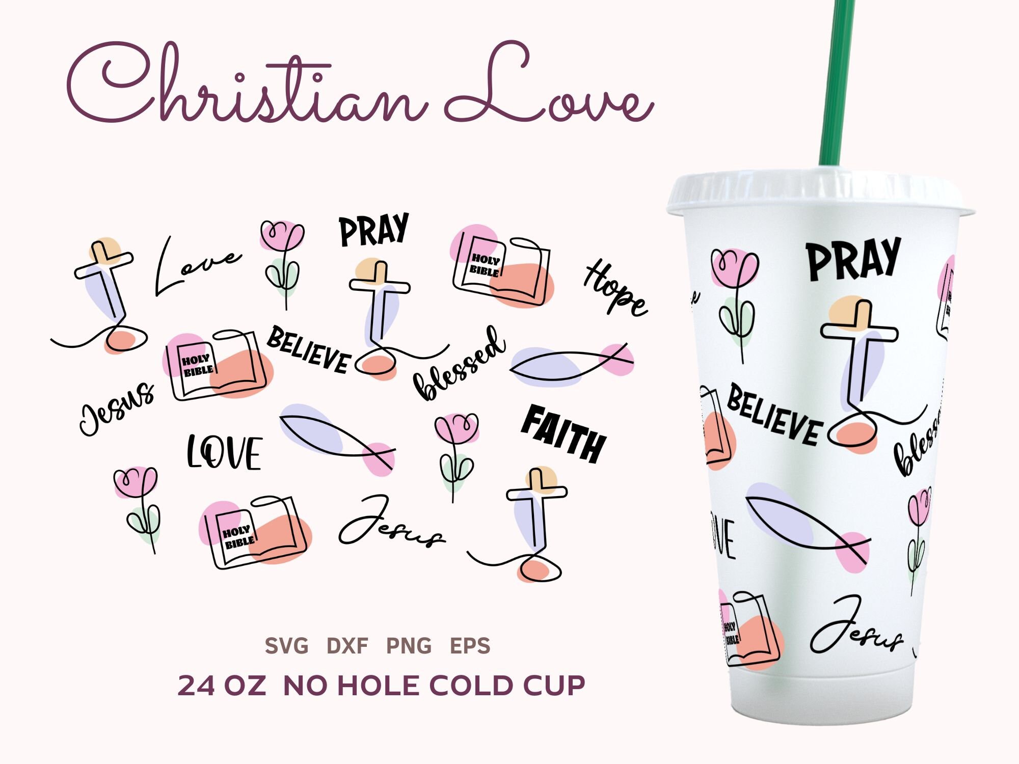 Inspirational Christian Quote SVG Cold Cup 24oz Wrap NO HOLE - Etsy
