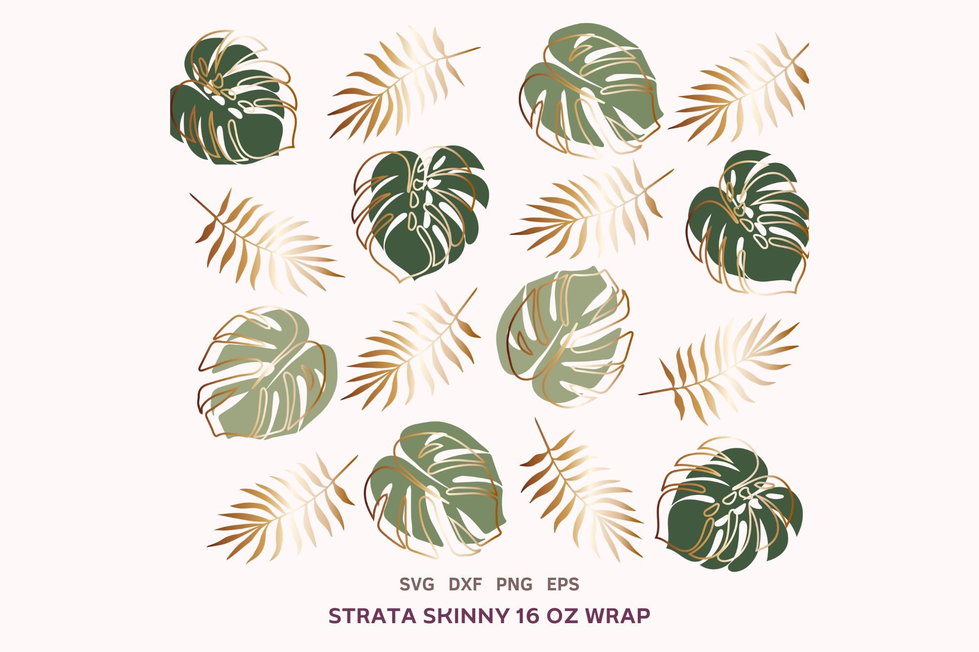 Monstera Strata SVG Wrap Tropical Tree Strata Skinny Tumbler - Etsy