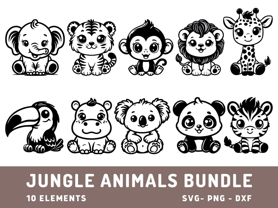 Funny Safari Baby Animals SVG, Kids SVG, Baby Elephant, Tiger Svg ...