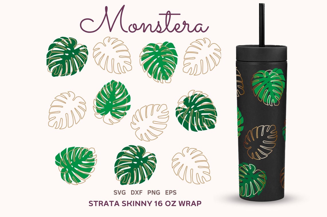 Monstera Strata SVG Wrap Tropical Tree Strata Skinny Tumbler - Etsy